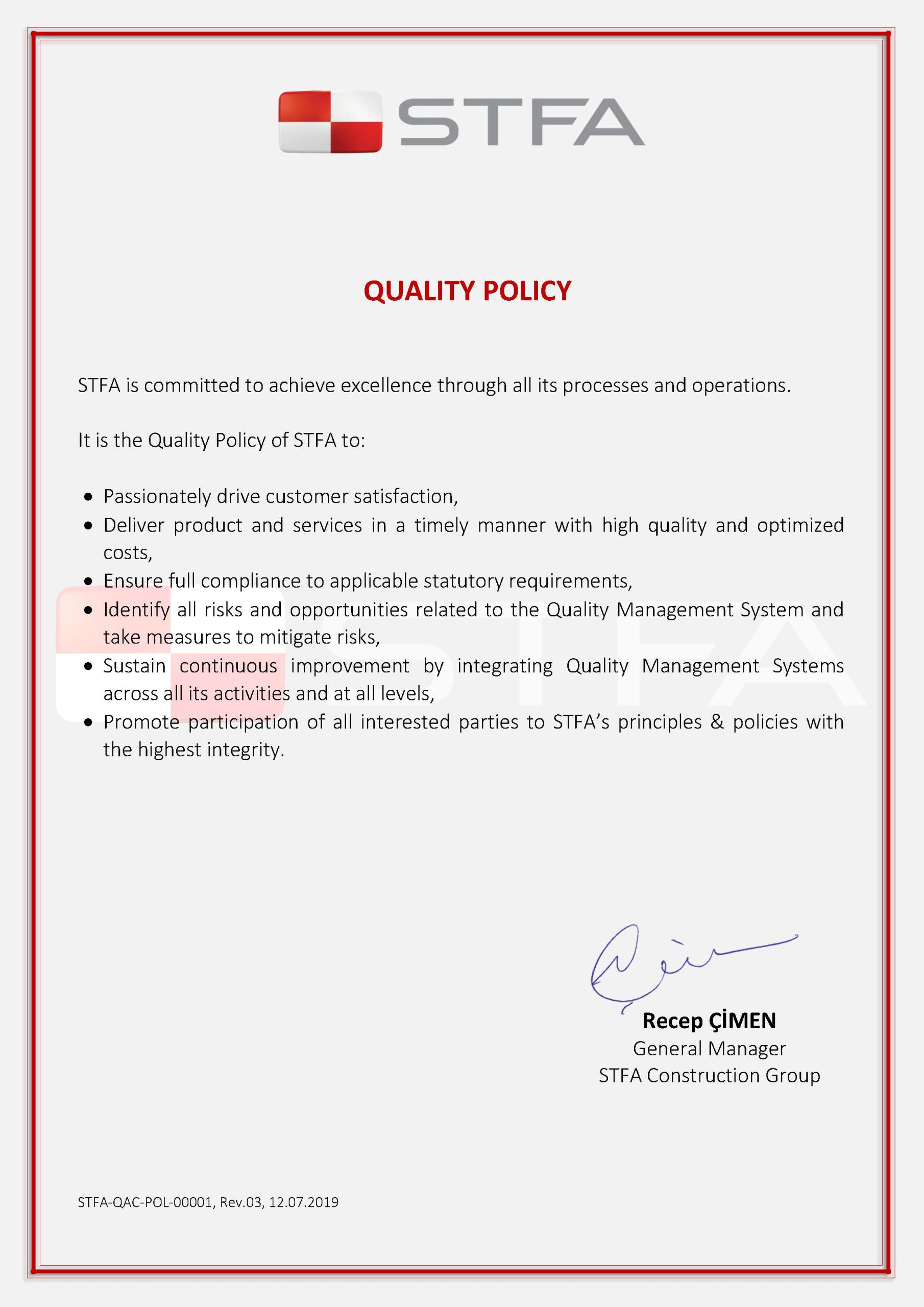Quality at STFA – STFA Construction Group